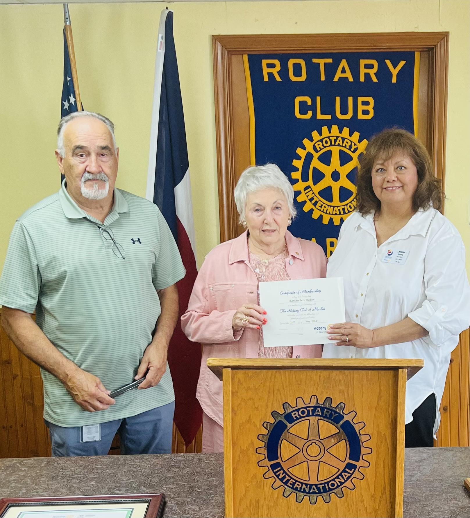 Rotary welcomes Charlotte Beth Mullins | The Marlin Democrat